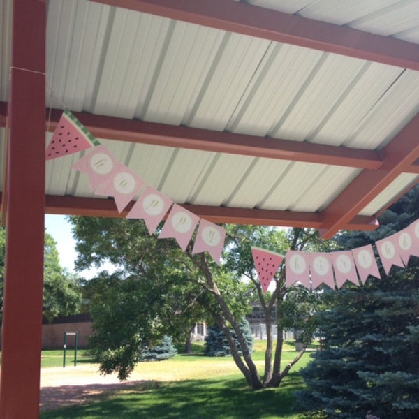 Watermelon Banner, Tropical Fruit Decor, Tropical Party, Birthday ...
