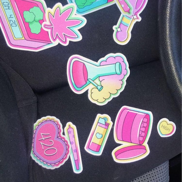 420 Medical Magic Girl Sticker Pack Marijuana Stickers Cute Weed ...