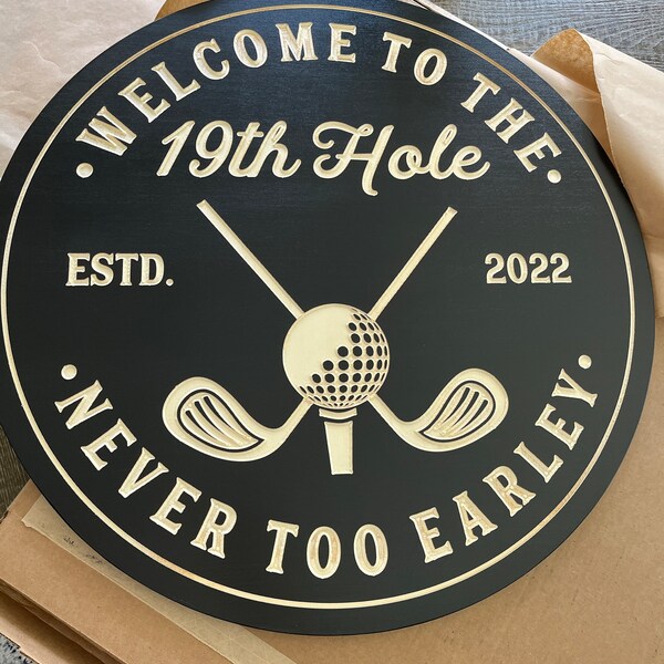 Personalized Golf Sign: Carved Wood Bar Decor, Golfer Gift - Etsy