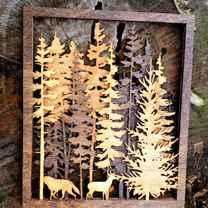 Layered Forest Design for Laser Cutting 2 Separate Designs 4 Panels ...