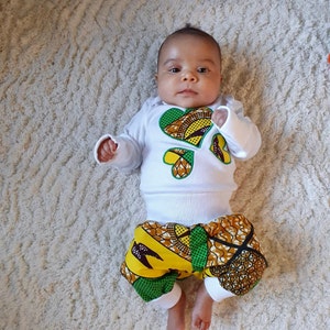 Baby Gro Set African Print Pink and Green - Etsy