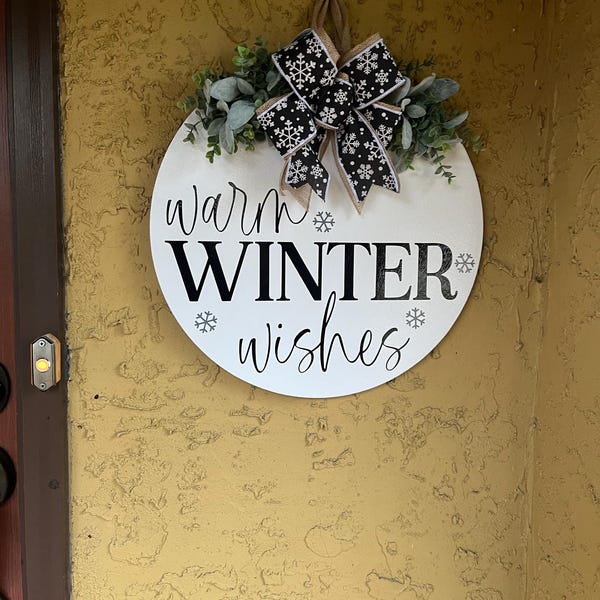 Winter Front Door Decor | Warm Winter Wishes | Winter Front Door Wreath ...