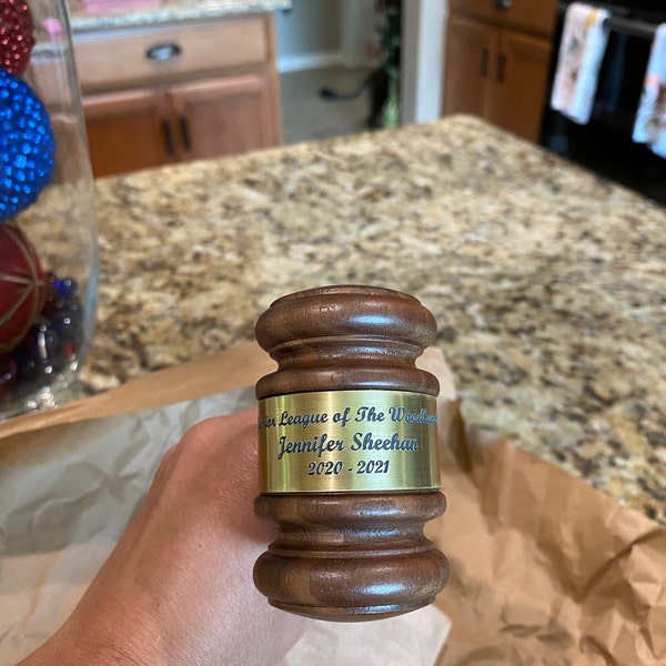 Personalized Wood Gavel With Engraved Gold Band - Wooden Judge's Gavel ...