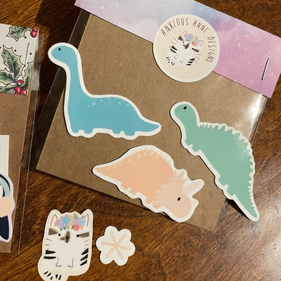 Dino Sticker Pack Dinosaur Stickers Water Bottle Stickers - Etsy