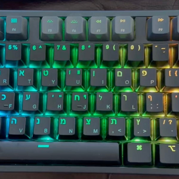 English & Hebrew Dual Languages Backlit Keycaps Set for Mechanical ...