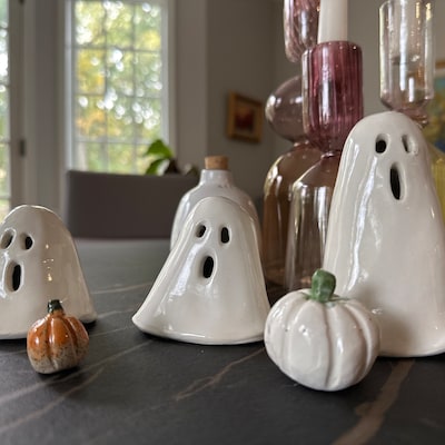 Handmade Pottery Tealight Luminary Gnomes Stoneware Ceramic Rustic ...