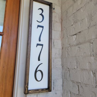 Vertical Farmhouse Style House Number Sign, Vertical House Number Sign ...