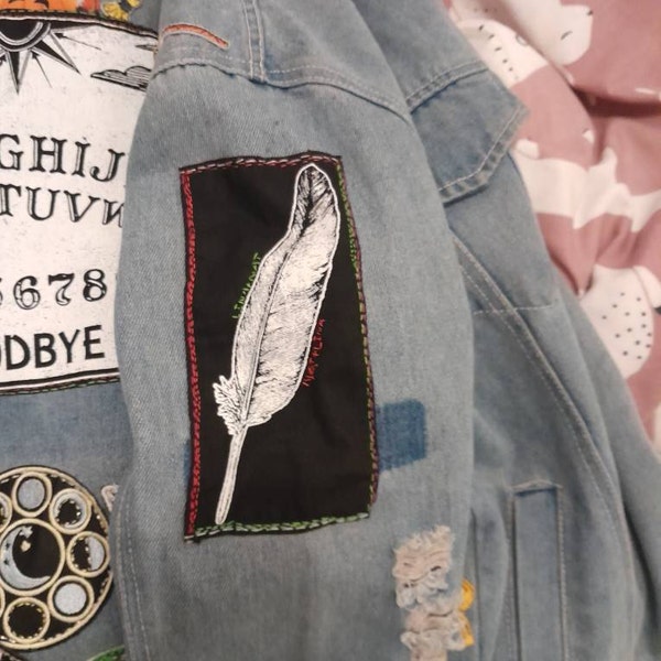 Feather Patch - Bird Patch, Angel Patch, Gothic Patch, Goth Patches for Jackets, Nature ...