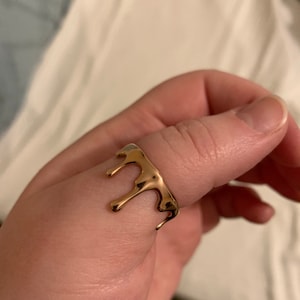 Dripping Small Ring Gold, Silver, Rose, Statement Modern Ring ...