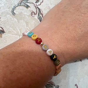 Colorful Letter Bead Bracelets 14k Gold Bead Bracelets Name Bracelets ...