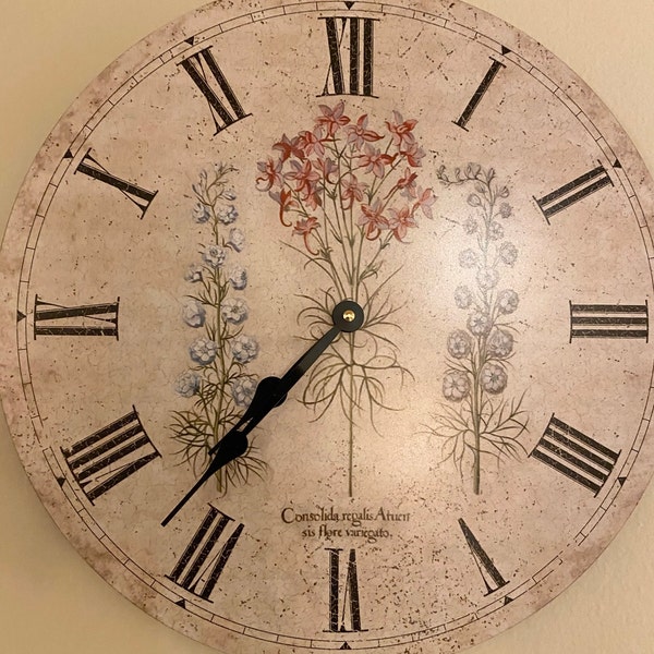Three Flower Wall Clock- Wildflower Clock - Etsy