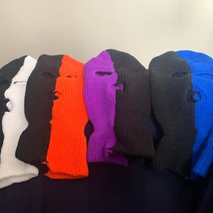 Ski Mask White and Black Two Tone 3 Holes Half White Half Black - Etsy