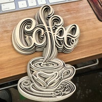 File svg 3D Zentangle di tazze e caffè, pannello multistrato per taglio ...