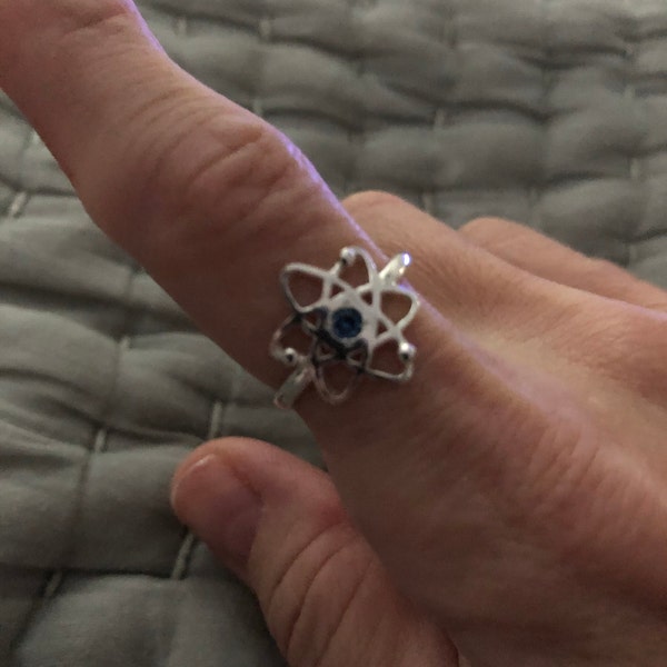 Silver Science Symbol Ring - Atom Eletron Ring - Nuclear Ring - Sci Fi ...