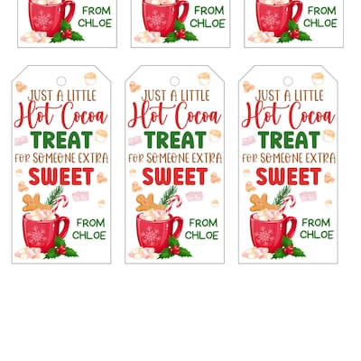 Hot Cocoa Christmas Gift Tag, Sweet Treat for Someone, Sweet Bag Tag ...