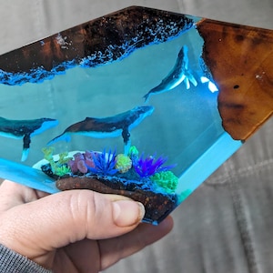 Orca Whale and Diver Resin Lamp, Killer Whale Night Light,epoxy Resin ...