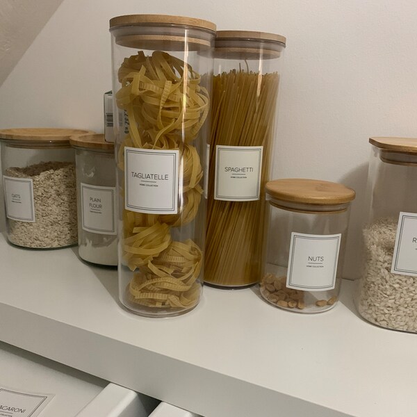 Cream Pantry Labels Waterproof Storage Jar Labels, Pasta, Rice, Oats ...
