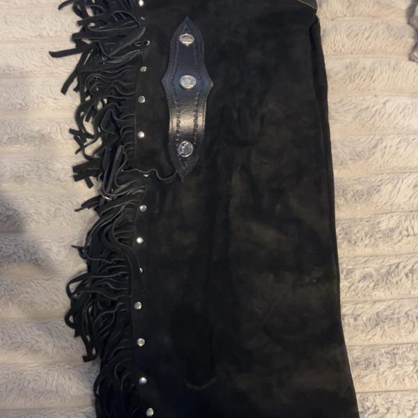 Handmade Cowgirl Chap Buck Skin Suede Blue Leather Pant Rodeo Chap ...