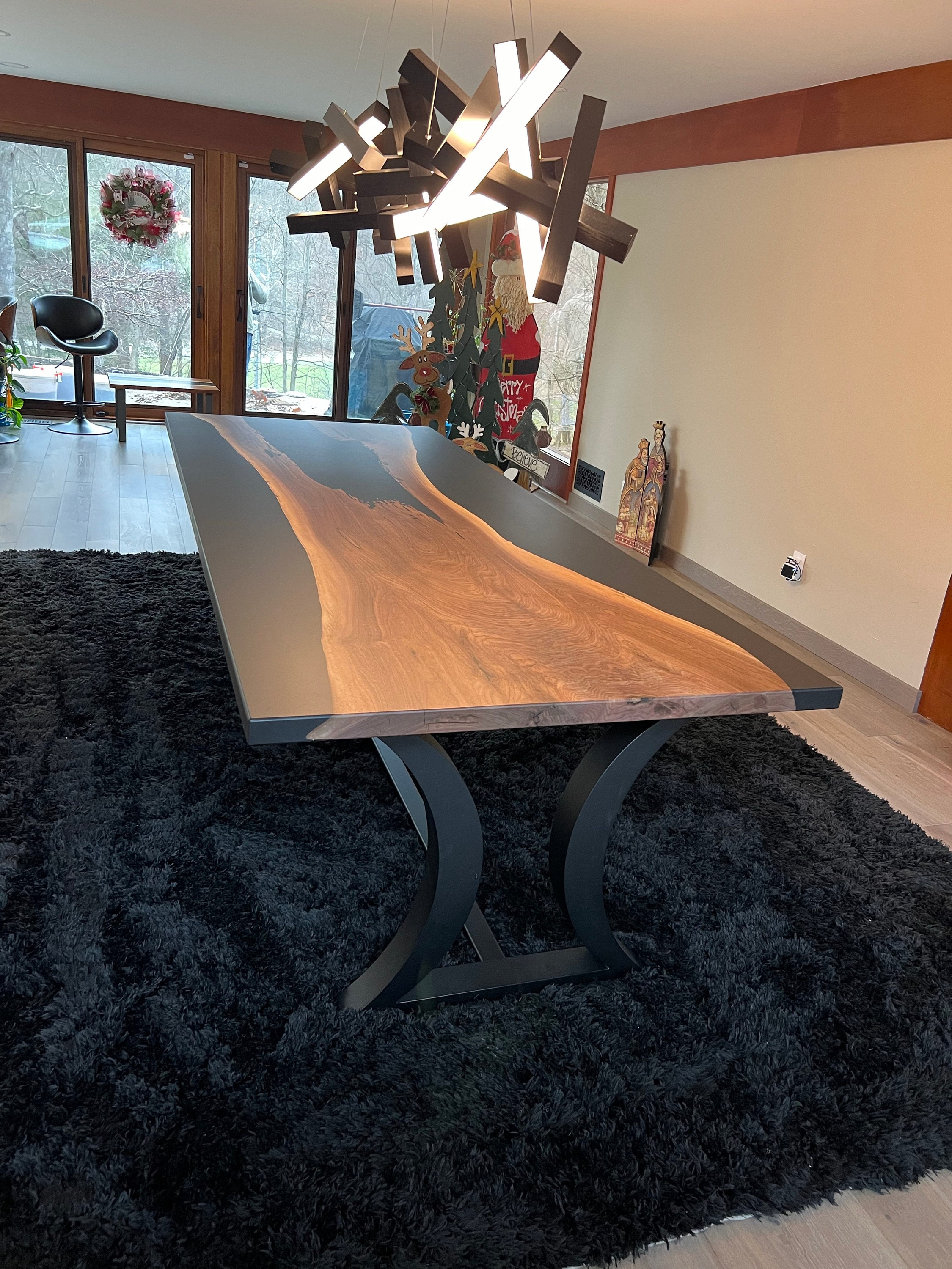 Heavy Duty premium metal table base for heavy table tops. Handmade furniture legs - with 3 rods ...