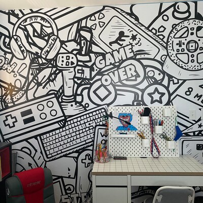 White Gaming Abstract Wallpaper - Etsy