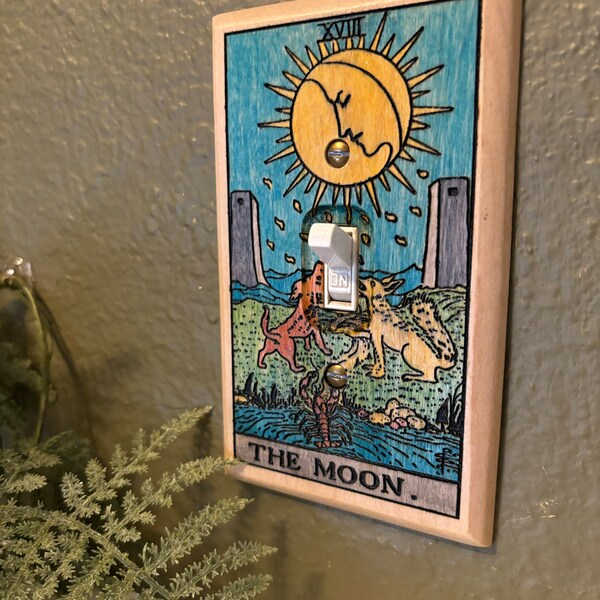 Hand Painted Tarot Card Light Switch Cover the Moon Lightswitch Cover ...