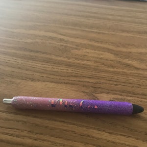 Personalized Epoxy Glitter Black Ink Pen: Refuillable | Etsy