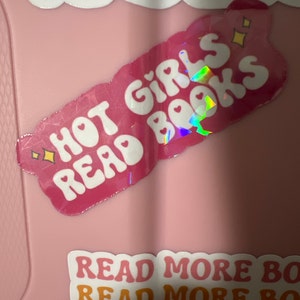 Hot Girls Read Books Sticker Holographic Waterproof Kindle Laptop Funny ...