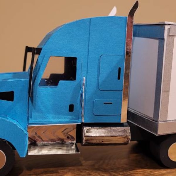 Semi-truck With Trailer SVG. 3D 18-wheeler SVG Template. DIY Semi ...