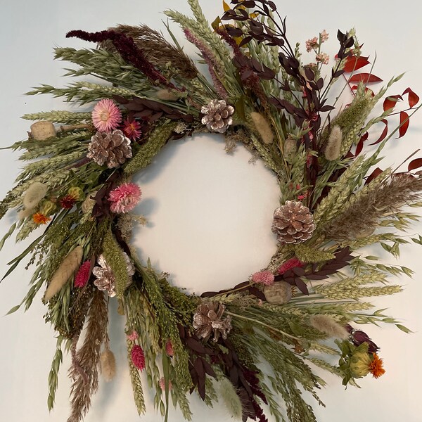 Autumn Dried Wreath Making Kit. Dried Flower DIY Autumnal Door Wreath ...
