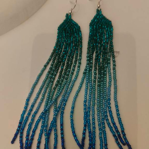 Mountain Landscape Beaded Earrings Fireweed Flowers Beadwork Earrings ...