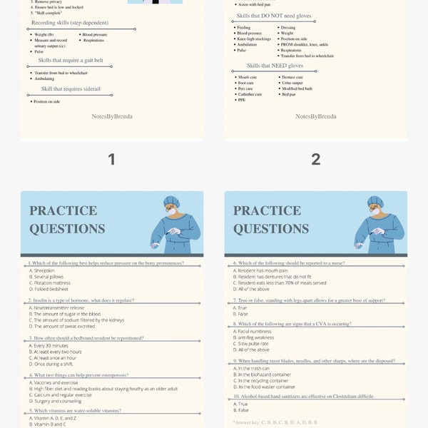 Certified Nursing Assistant - Cheat Sheet for State Exam - Etsy