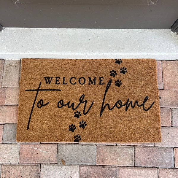 Dog Paws | Dog Paws Doormat | Welcome to Our Home | Dog Gifts | Pet ...