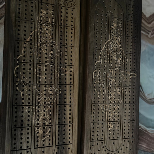 Lined Walnut Crib Board | Cribbage Board |skunk Lines |card and Peg ...