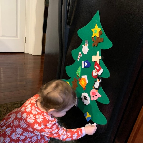 Felt Christmas Tree With Magnets, Toddler Toys With Christmas Ornaments ...
