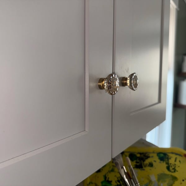 Crystal Cabinet Knobs Clear and Champagne | Glass Dresser Knobs | Champagne Crystal Knobs ...