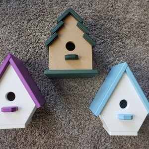 Eclectic Hanging Poly Birdhouse White With Navy Blue Roof | Etsy