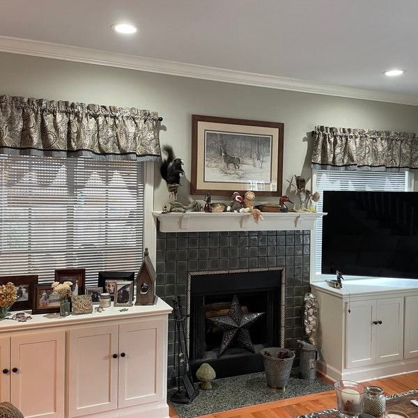 Blue Gold Yellow White Valance Jacobean Bloomcraft 17 X 54 Window ...