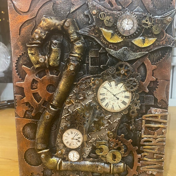 Personalised Steampunk Box, Mixed Media Gift, Customizable Wooden Box ...
