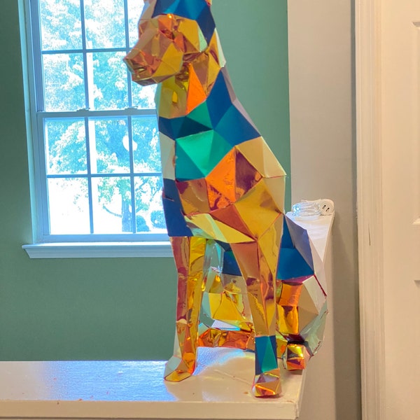 Doberman Sit Papercraft, Dog Low Poly, Papercraft, Papercraft 3d, PDF ...