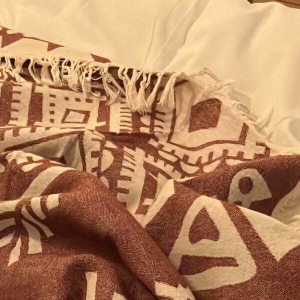 EMERALD Light Brown Ethnic Pattern Turkish Cotton Robe, Personalized ...