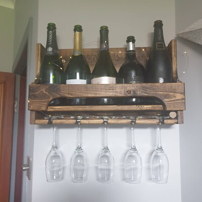 100cm Floating Home Bar/ Wine or Spirit Rack Jacobean Wax - Etsy UK