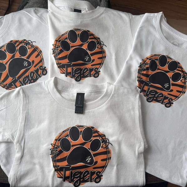 Tiger Themed Spirit Tee - Heat Transfer, Ready to Press and DTF - Paw ...