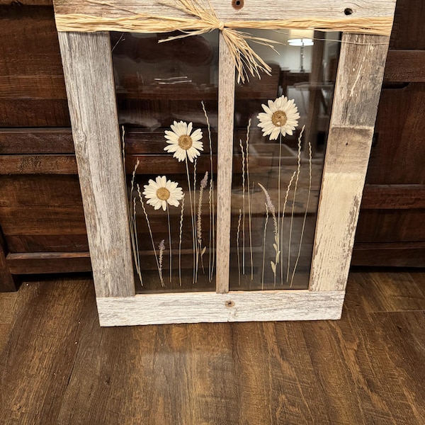 Pressed Flowers, Wall Art, Home Decor, Reclaimed Wood, Hand Made ...