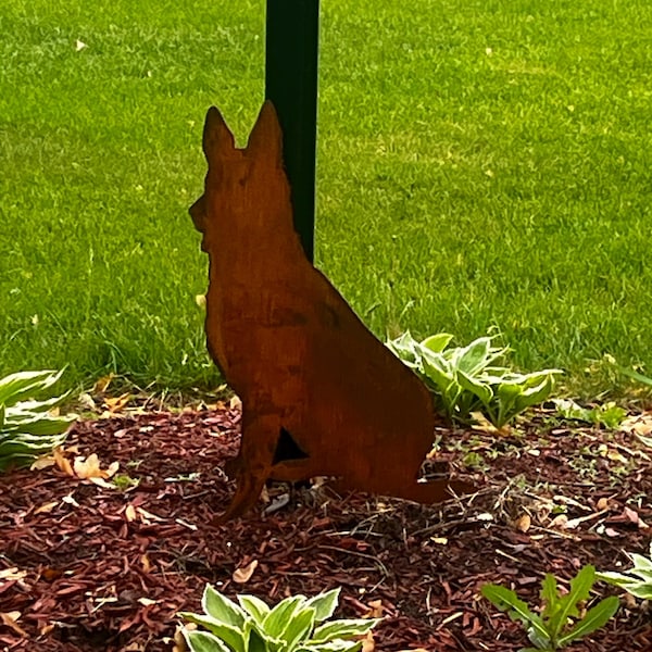 Rustic Metal Fox Garden Sculpture | Weathered Fox Outdoor Decor | Rusty ...