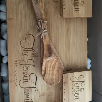 Custom Chopping Block, Engraved Coasters, and Wooden Spoon & Spatula ...