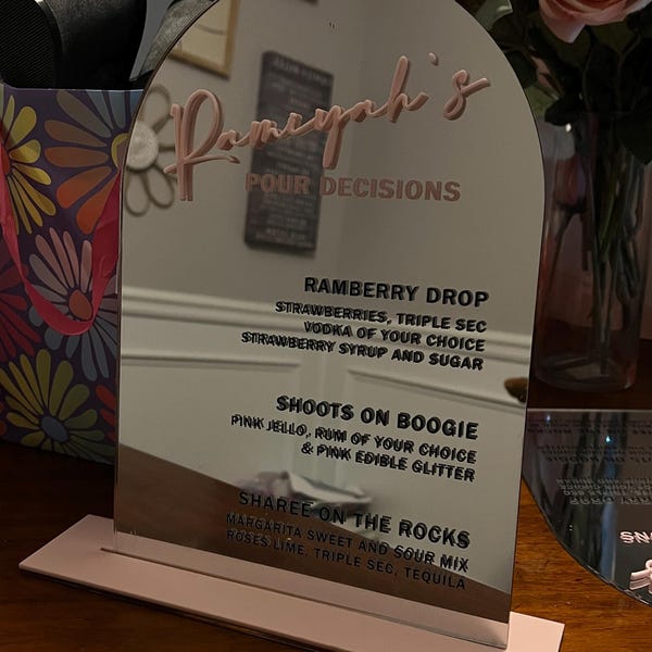 Triple Sign Cocktail Drinks Menu - Printed Drinks Menu, Modern Arch ...