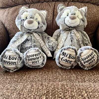 Adoption Raccoon Stuffed Animal, Personalized Adoption Gift, Custom ...