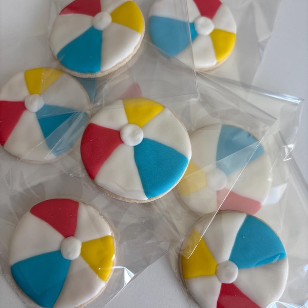 Mini Beach Ball Sugar Cookies - Pool Party - Beach Party - 2 1/2 Dozen ...