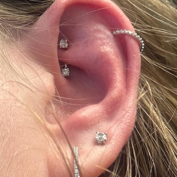 14K Gold Rook Piercing Teardrop Internally Threaded..16g..8mm - Etsy