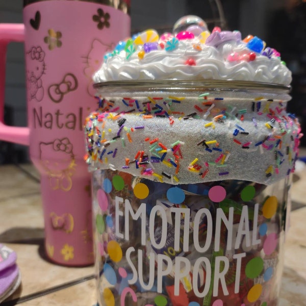 Personalized Funny Glass Candy Jar for Emotional Support, Custom Office ...